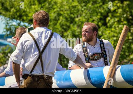 Raising the maypole. Raisting, Bavaria, Germany Stock Photo - Alamy