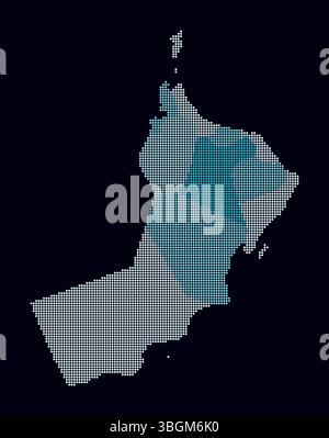 Oman digital badge. Dotted style map of Oman in circle. Tech icon of ...