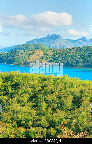 View of Drawaqa Island, Waya and Nanuya Balavu Island, Yasawa island ...