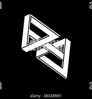 Impossible objects. Escher paradox. Line geometric shapes. Optical ...