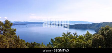 Islands of Cres, Plavnik and Krk, view from the east coast of the ...
