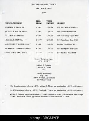 This directory lists all Columbus City Council members from 1888 to ...