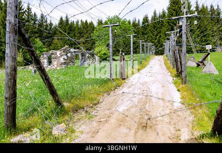 Iron Curtain Memorial in the Vltava Valley near Bucina in the Sumava ...