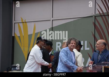 WAR band members Harold Brown and Lee Oskar with Steven Nissen during ...