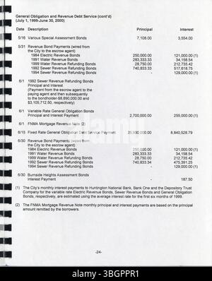 The 1999 report from the City of Columbus discusses the outstanding ...