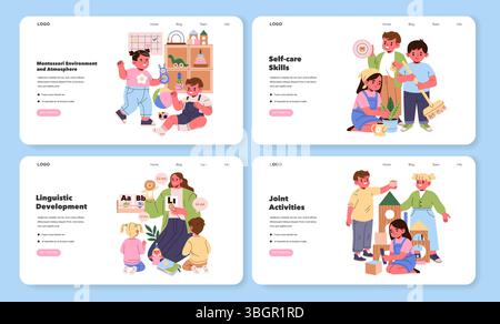 Self-care skills development in home-based daycare isolated cartoon ...