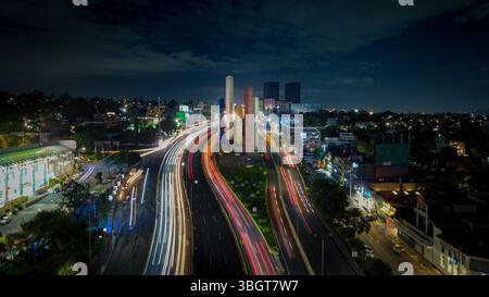 An aerial long exposure shot of the modern Miami Beach city Stock Photo ...