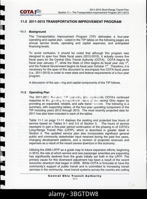 The 2011-2015 Short-range Transit Plan from COTA examines the regional ...