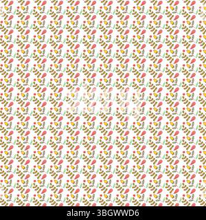 Pink hand drawn branches ornament seamless botanic pattern. Floral ...