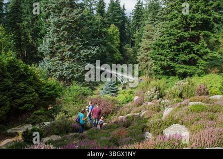 Visitors in the gardens at Cragside historic house, Rothbury ...