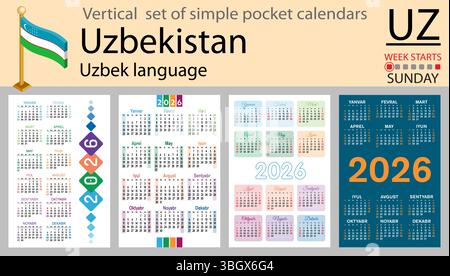 Uzbekistan vertical set of pocket calendars for 2020 (Two thousand ...