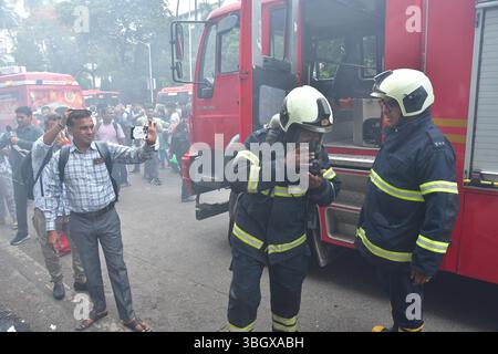 MUMBAI, INDIA - JUNE 5: FireFighter douse the major fire that was ...