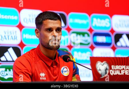 Andorra's Marc Vales during a press conference at the RCDE Stadium in ...