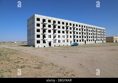 Abandoned apartment block built by the Russians for staff at a military ...