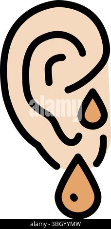 Ear infection color icon. Acute ear pain sign. Otitis symptom ...