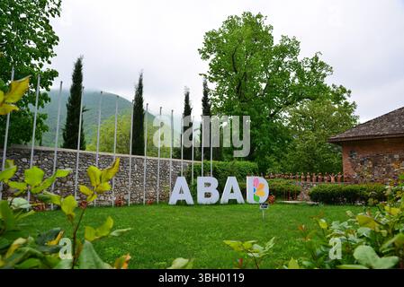 A view from Sheki Castle in the historical city of Sheki, Azerbaijan ...