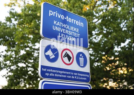 Sign of the Arenberg campus of the KU Leuven university in Heverlee ...