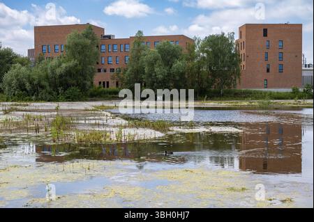 Haren, Flanders, Belgium - June 8, 2024 - Road sign to the the Prison ...