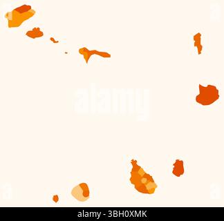 Map of Cabo Verde with regions. Just a simple country border map with ...