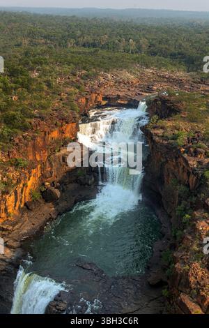 An aerial view of the Mitchell Falls on the Mitchell Plateau of Western ...