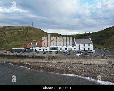 aerial view of The Ship Inn, public house, Saltburn by the Sea British ...