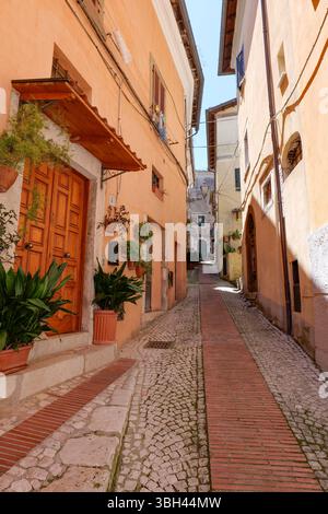 A street of Veroli, an ancient town in the province of Frosinone, Italy ...