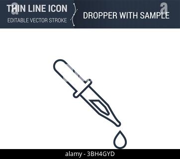 Chemical dropper concept icon, linear isolated illustration, thin line ...