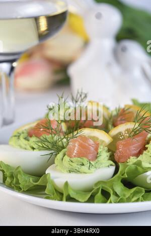 Easter table. Appetizer on a festive table of beets, potatoes and ...