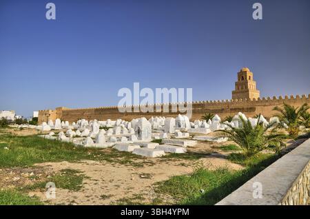 Ancient muslim cemetery near Great Mosque in Kairouan, Sahara Desert ...