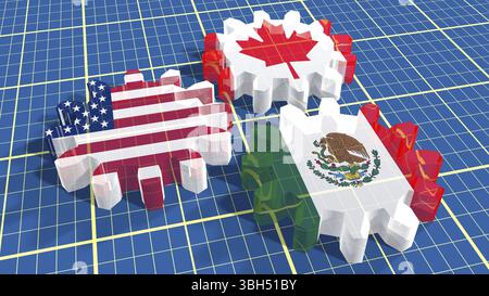 North American Free Trade Agreement members national flags Stock Photo ...