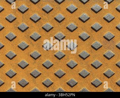 Manhole fragment. Metal rusty texture with geometric pattern Stock ...