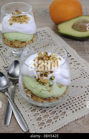 Multi-layered parfait with avocado and cream in nuts Stock Photo - Alamy