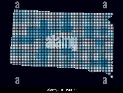 South Dakota dotted map. Digital style map of the state on white ...