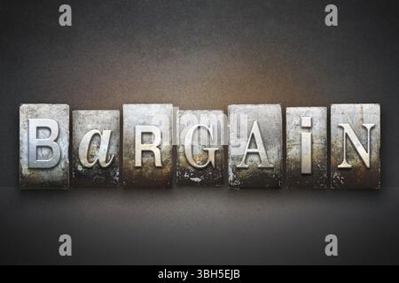 The word BARGAIN written in vintage letterpress type Stock Photo - Alamy