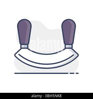 Double bladed herb-cutter or Mezzaluna vector glyph icon. Kitchen ...