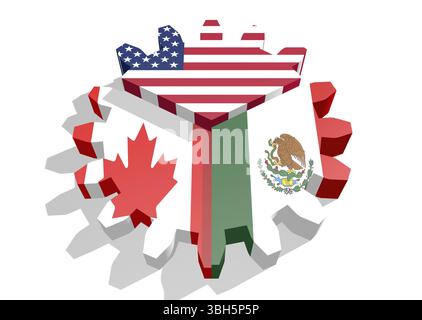 North American Free Trade Agreement members national flags Stock Photo ...