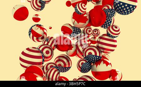 Large group of orbs or spheres. USA and China flags Stock Photo - Alamy