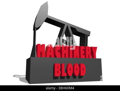 Oil pump and machinery blood text Stock Photo - Alamy