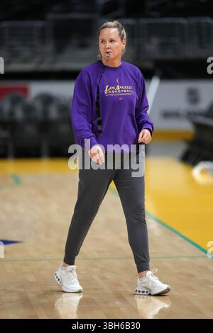 LA Sparks coach Lynne Roberts at practice, Tuesday, May 13, 2025, in ...