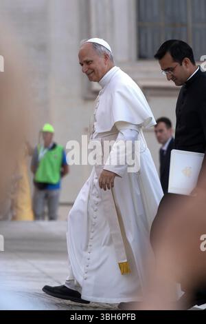 Pope Leo XIV arrives to lead his traditional Wednesday General Audience ...