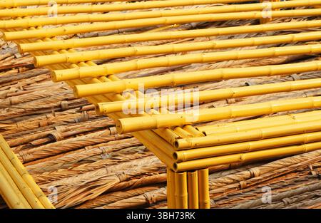 Bamboo roofing structure joints and joinery techniques detail Stock ...