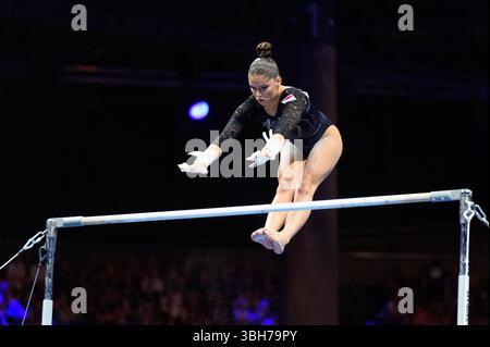 Zoja Szekely (HUN) competes on floor during the 2025 Artistic European ...