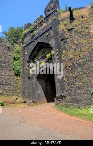 Partial view of the Konkan Darwaja, Panhala Fort, also known as ...