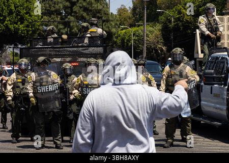 Paramount, California, USA. 7th June, 2025. Protestors gather to ...