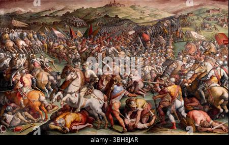 *The Battle of Marciano in Val di Chiana* by Giorgio Vasari depicts the ...