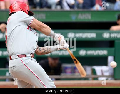 Philadelphia Phillies catcher Rafael Marchan, left, congratulates ...