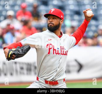 Philadelphia Phillies pitcher Cristopher Sánchez during a baseball game ...