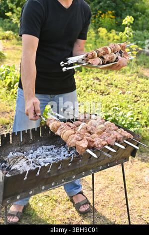 Meat grilling on vertical kebab spit in fast food street restaurant, Mexico City, Mexico Stock ...