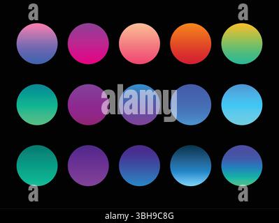 Vibrant Neon Gradient Circle Swatches - Modern Color Palette Set Stock ...