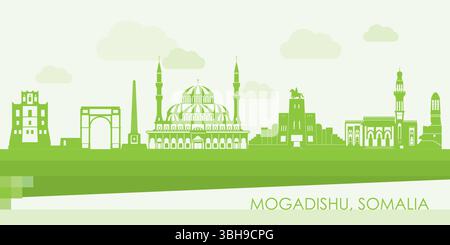 Outline Skyline panorama of city of Mogadishu, Somalia - vector ...